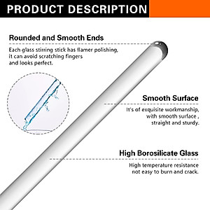 6PCS Glass Stir Sticks Lab Glass Stirring Rod 8"X2 10"X2 with Both Ends Round and 3PCS Glass Graduated Droppers 4"X2 for Science Lab Kitchen Science Education (9)