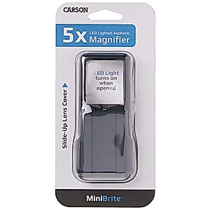 Carson MiniBrite LED Lighted Slide-Out Aspheric Magnifier with Protective Sleeve (PO-55)