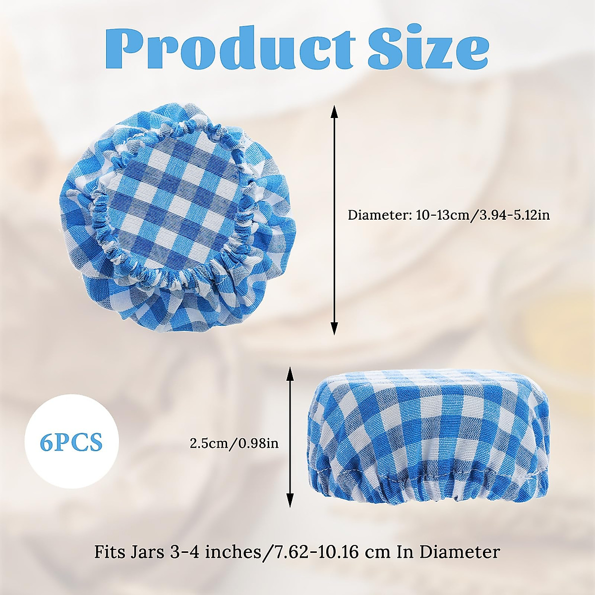 Andibro 6Pcs Jar Cover Cloth, Sourdough Starter Jar Cloth Covers Breathable Fabric Covers Reusable Cotton Cloth Covers for 3-4 Inch Jar Mouth Baking Supplies