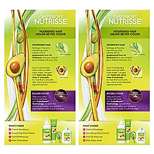 Garnier Hair Color Nutrisse Ultra Color Nourishing Creme, V2 Dark Intense Violet (Spiced Plum) Purple Permanent Hair Dye, 2 Count (Packaging May Vary)