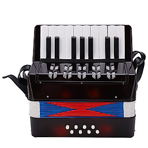 Accordion 17 Key Piano Accordion 8 Bass with Straps Beginner Educational Accordion Musical Instrument Hand Keyboard Rhythm Training Spring Instrument for Beginner