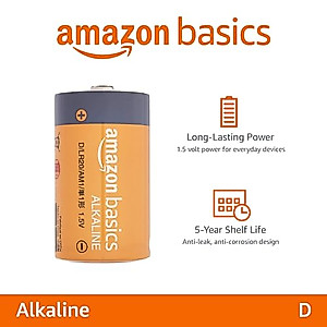 Amazon Basics 24-Pack D Cell Alkaline All-Purpose Batteries, 1.5 Volt, 5-Year Shelf Life
