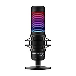 HyperX QuadCast S RGB USB Condenser Microphone for PC, PS4 and Mac, Anti-Vibration Shock Mount, Four Polar Patterns, Pop Filter, Gain Control, Gaming, Streaming, Podcasts (Renewed)