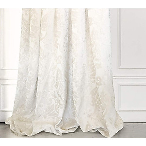 7 Colors/Velvet Tone on Tone Damask Black Fabric / /Drapery, Upholstery, Pillow, Costume/Ivory, Gold, Gray, Brown, Black, Royal Blue/Fabric by The Yard (Ivory)