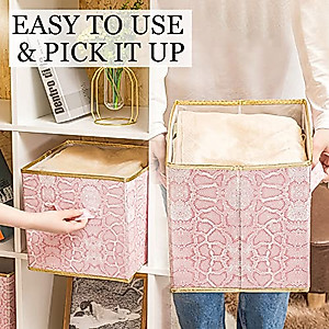 DAMAHOME Storage Bins 11Inch Set of 6 | Over Door Hanging Organizer for Home Pink