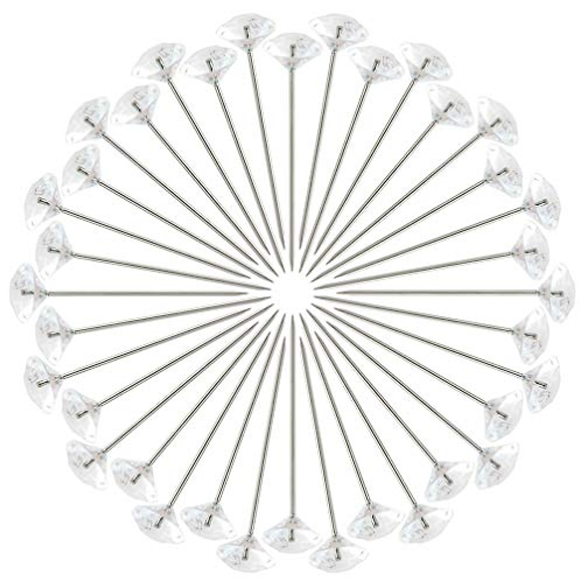 300 pcs Flower Pins Corsages Pins Head Pins Wedding Bouquet Pins Crystal Pins Floral Bouquet Pins Clear Tongcloud (Transparent, 2'')