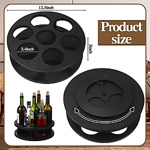 Tatuo Rotating Coffee Syrup Organizer 7 Bottles Capacity Wood Coffee Syrup Rack Syrup Bottle Holder Stand 12.5 Inch Wine Display Tray for Coffee Bar Countertop(Black, Black)