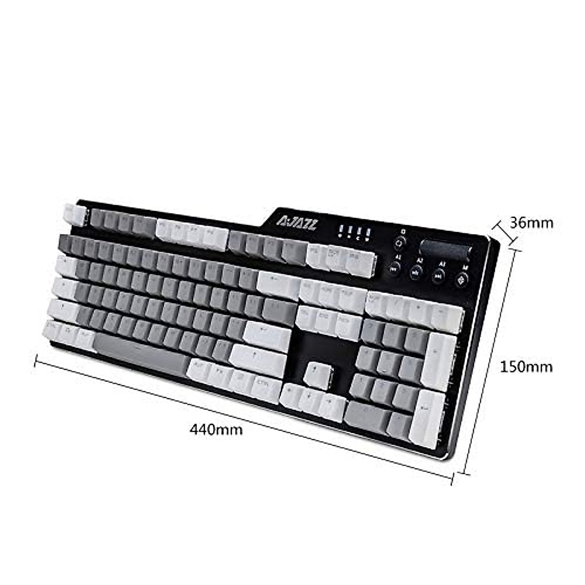 AK35I Wired Full-Size Mechanical Gaming Keyboard with Blue Switches, White-Grey Matching PBT Keycaps, Anti-Ghosting Multimedia Keys Roller, White Backlit, Programmable Macro, Aluminum Black