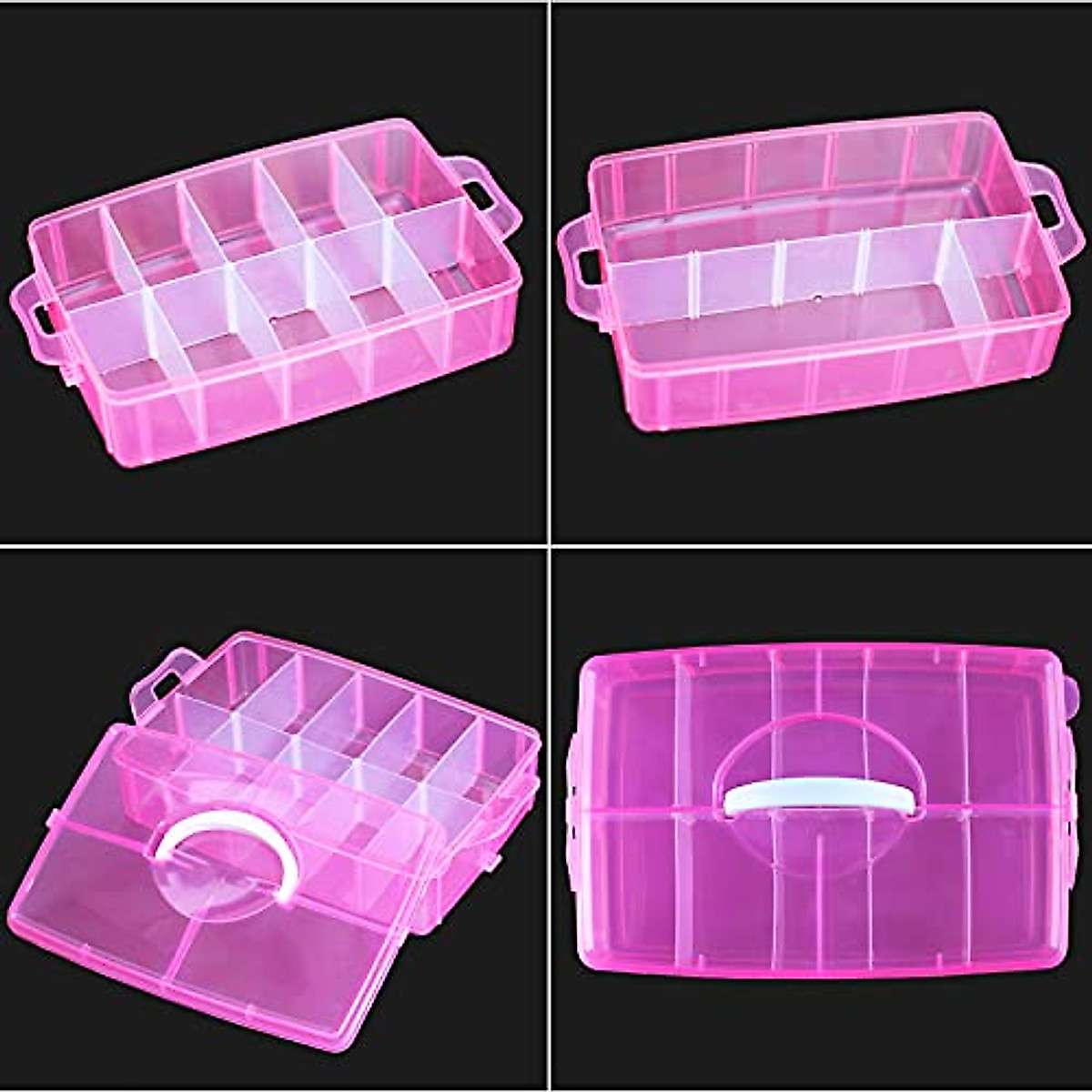 Visen 3-Tier Stackable Storage Container with 30 Compartments, Storage Box with Buckle, Non-Toxic Plastic Container Box for Dolls,Arts and Crafts, Fuse Beads, Washi Tapes, Jewelry, Toys