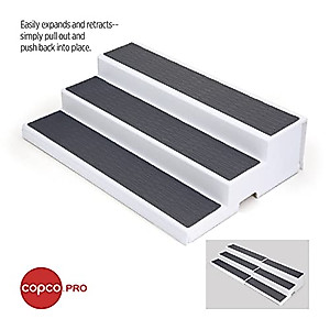 Copco Pro Expandable 3-Tier Cabinet Organizer, 14.8 x 9.7 x 3.5 Inch, White and Charcoal Gray