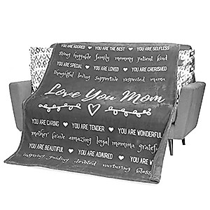 Mom Blanket, Mom Birthday Gifts, Mothers Day Gifts from Daughter or Son, Snuggly Soft Cozy Throw Blankets Filled with Gratitude, Mom Gifts, Mothers Day Blanket 60x50 Inches (Grey, Fleece)