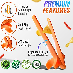 SNACTIV LITE Finger Chopsticks for Gamers 4PC NEON Bundle - As Seen on Shark Tank! The Official Snacking Tool of the Future - Enjoy Snacks and Chips with Ease - Innovative Gaming Snacking Solution