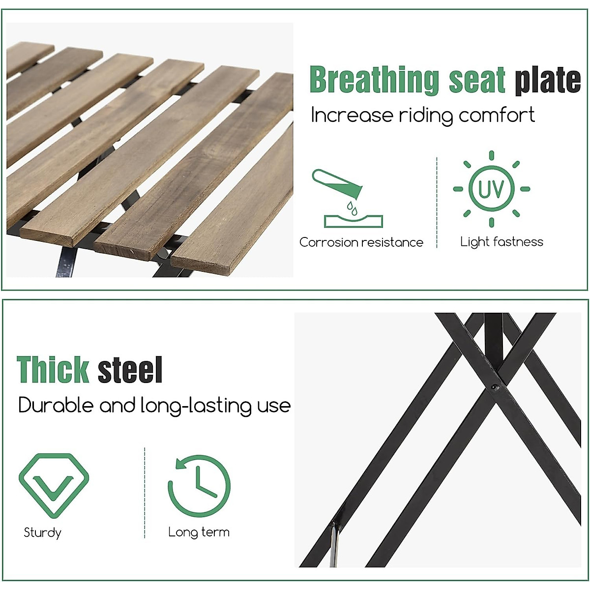 BLKMTY Patio Bistro Set 3-Piece Outdoor Patio Furniture Sets Folding Table and Chairs Wood Bistro Set Balcony Cafe Table Square Patio Table Chair for Porch, Garden, Backyard, Chestnut Brown