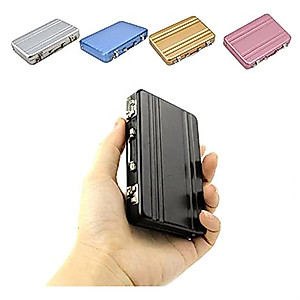 Kangsanli Metal Mini Briefcase Card Holder Case Box,Business Card Organizer for Man and Woman,Card Case Id Holders Luxury Credit Card Holder（Blue）