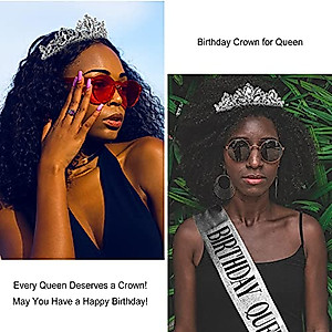 Birthday Crowns for Women, Aprince Birthday Tiaras for Women Crowns and Tiaras for Women Girls Birthday Crown and Birthday Queen Sash Silver Crown Queen tiara for Wedding Prom Party Halloween