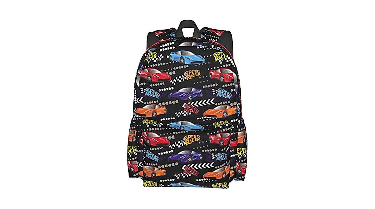 Zisqerts Racing Car Backpack - Lightweight & Spacious 16 Inch Travel Bag