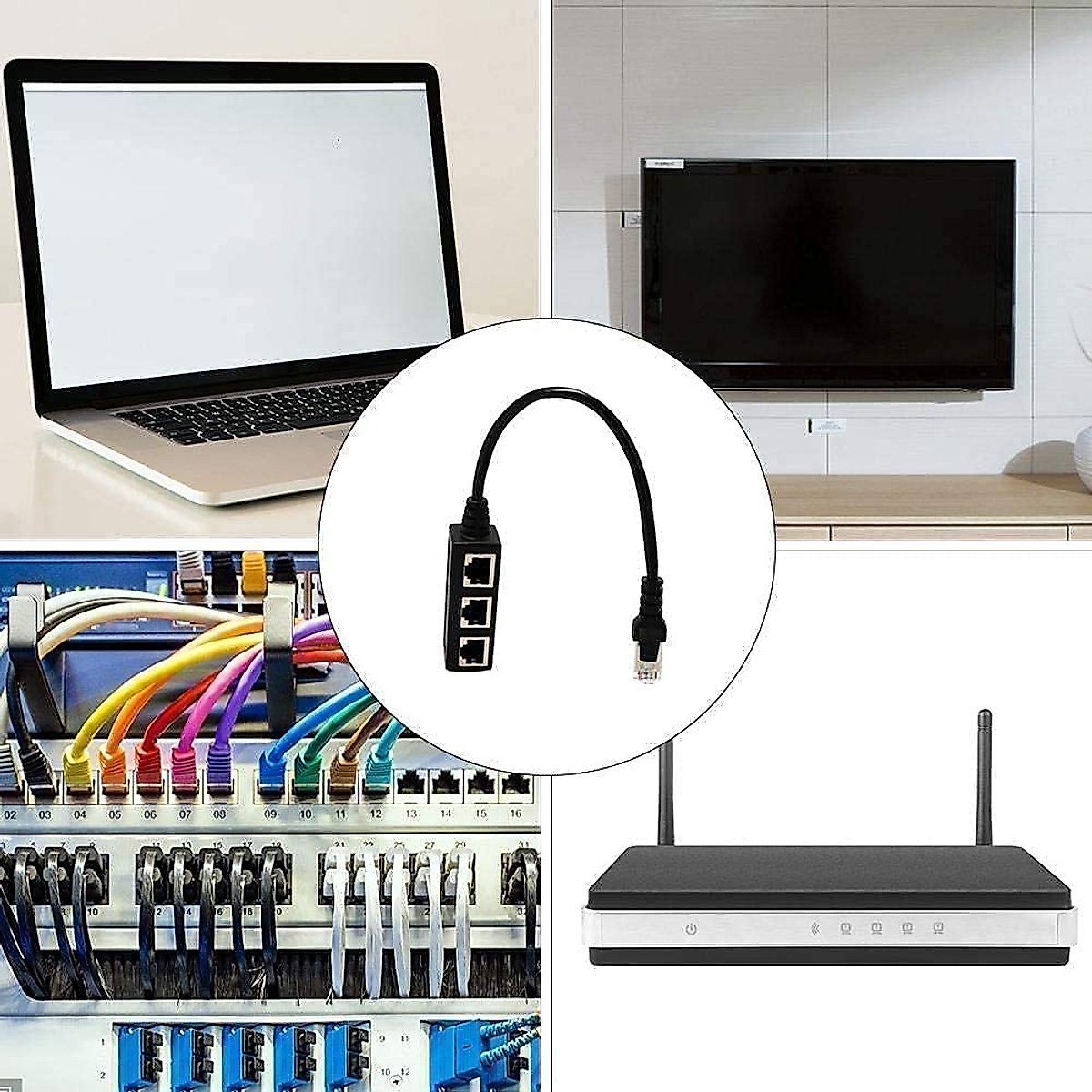 RJ45 Ethernet Splitter Cable, Sartyee RJ45 Y Splitter Adapter 1 to 3 Port Ethernet Switch Adapter Cable for CAT 5/CAT 6 LAN Ethernet Socket Connector Adapter Cat5 Cat6 Cable - ONE at A TIME