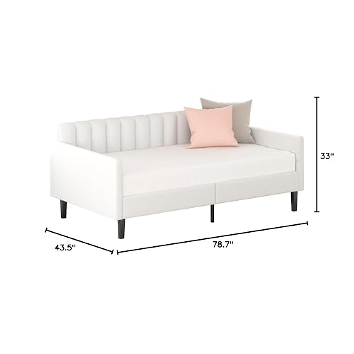 YOPTO Twin Size Boucle Upholstered Daybed, Ribbed Tufted Backrest, Daybed in Lavish Modern Design,Richly Foam hued and Super Comfort,Cream Ivory