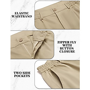 COOFANDY Slacks for Men Khaki Chino Pants Relaxed Fit Flat Front Long Trousers, Light Khaki, XL