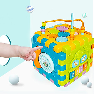 Lulu Home Toddler Activity Cube, 6-in-1 Learning Activity Center Play Square with Musical Toys, Multi Purpose Educational Toys Birthday for Kids 18 Months and Up