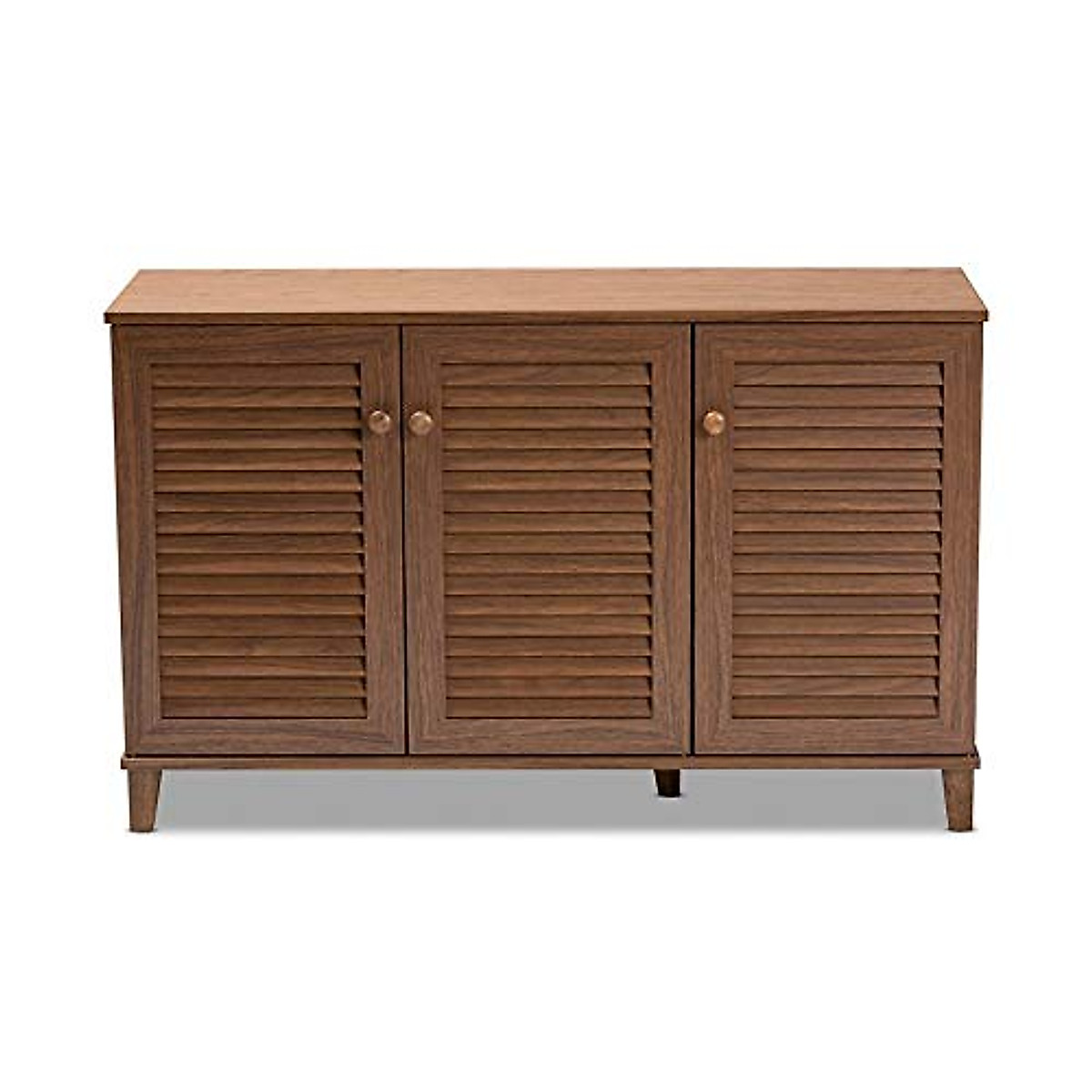 BOWERY HILL Contemporary Wood 8-Shelf Shoe Cabinet in Walnut Brown