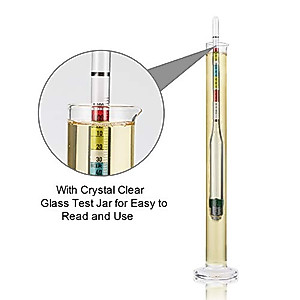 Circrane Hydrometer & Glass Test Jar Set, Triple Scale Alcohol Hydrometer with Glass Cylinder for Brew Beer, Wine, Mead and Kombucha, ABV, Brix and Gravity Test Kit, Home Brewing Supplies