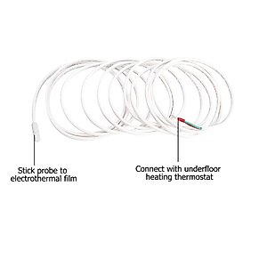 TOPINCN Temperature Floor Sensor, 3 Meters Floor Heating Sensor Probe, Underfloor Heating Thermostat Accessory Floor Temperature Sensor Probe 9.84FT Cable