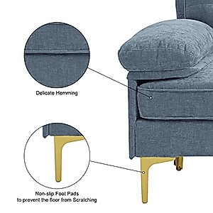 RYONGII 82.7" Convertible Sectional Sofa Chenille L Shaped Retro Couch with Chaise Reversible 4-Seat Sofa Sectional Couch Sets for Apartment, Machine Washable Cover,Easy to Assemble, Light Blue