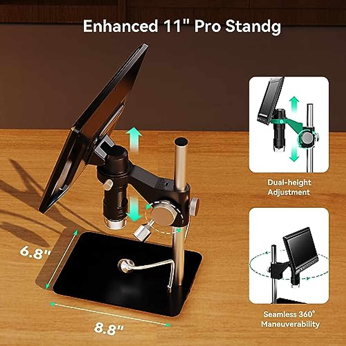 Opqpq ODM702 10" LCD Digital Micrscope, Full View Coin Microscope with Screen, Coin Magnifier with Light for Collectors, Micro Soldering Microscope for Electronics Repair, Magnifying Glass for Adults