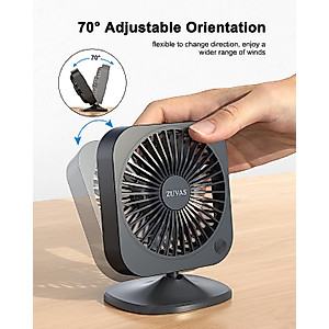 Zuvas Mini Desk Fan Small Powerful Personal Fan Strong Airflow USB Fan 3 Speed Adjustable Table Fan 70° Tilt Electric Portable Fan, for Indoor Outdoor Home Office Car Travel, 4 inch Black