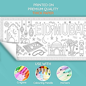 Eid Mubarak Colouring Poster - Fantastic Eid Gift for Kids and Eid Crafts for Kids - Lovely Eid favor and Islamic Gift for Kids - Great Eid Decoration Islamic Art Eid Art and Eid Banner and Present