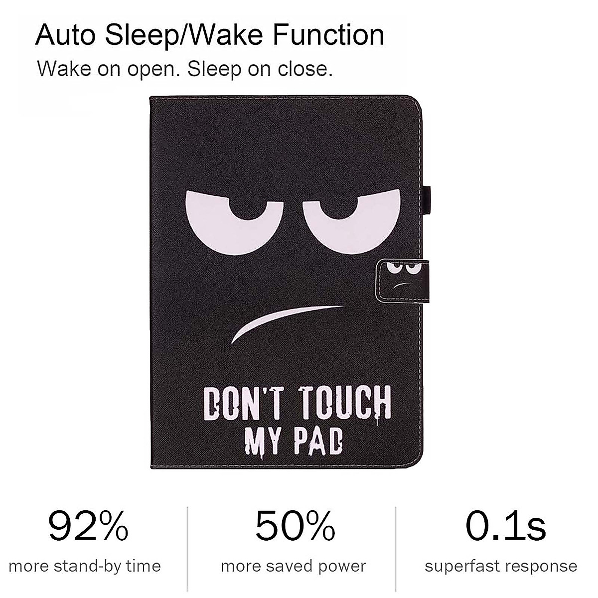 Billionn Case for iPad 9/8/7 (10.2-Inch, 2021/2020/2019 Model, 9th/8th/7th Generation), with Auto Sleep/Wake and Screen Protector, Premium PU Leather Smart Cover, Don't Touch My PAD