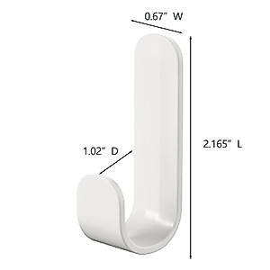 DueHoppee 16 Pack Plastic Adhesive Hooks,Damage-Free Hooks Holder,Key Holder,Cute Key Hooks,J-Shaped Decorative Wall Hooks for Hanging Hat Cup Glass Headset Towel (White)