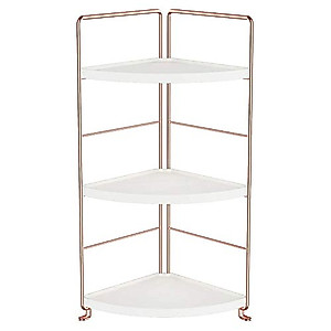 ICCGBHGO Bathroom Countertop Organizer, Corner Shelves Bathroom Vanity Counter Sink Storage, Rose Gold Standing Cosmetic Makeup Spice Rack Tray Cabinet for Kitchen and Bathroom 3-Tier