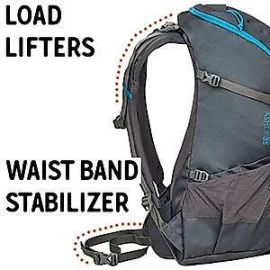 Kelty Asher Day Hiking Pack, 18-85 Liter Capacity, Hiking, Backpacking, Travel Pack, Internal Frame 2023 Model (35L Beluga)