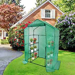 Walk-in Greenhouse Replacement Cover with Roll-Up Zipper Door-56x29x76 Inch PE Plant Gardening Greenhouse Cover for Gardening Plants Cold Frost Protection Wind Rain Proof (Frame NOT Include)