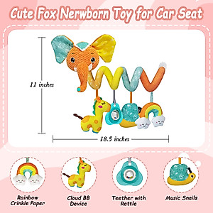 FATI Car Seat Toys Baby Toys 0-6 Months, Newborn Toys Infant Toys 0-3 Months, Stroller Toys for Baby Crib Carseat, Sensory Toys with Squeaker Teether Rattles for 0 3 6 9 12 Months Babies Ideal Gifts
