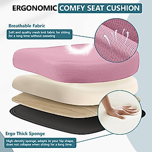 MINLOVE Office Chair Ergonomic Desk Chair with Adjustable Lumbar Support and Height, 90° Flip-up Armrests, Ergo Desk Chairs with Wheels, Home Work Use (Pink)