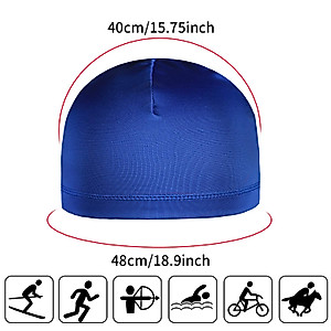 Boao 6 Pieces Cycling Skull Cap Running Sweat Wicking Hats Helmet Liner for Men and Women Fitting Running Jogging Exercise (Black, Grey, Dark Blue, White, Army Green, Navy)