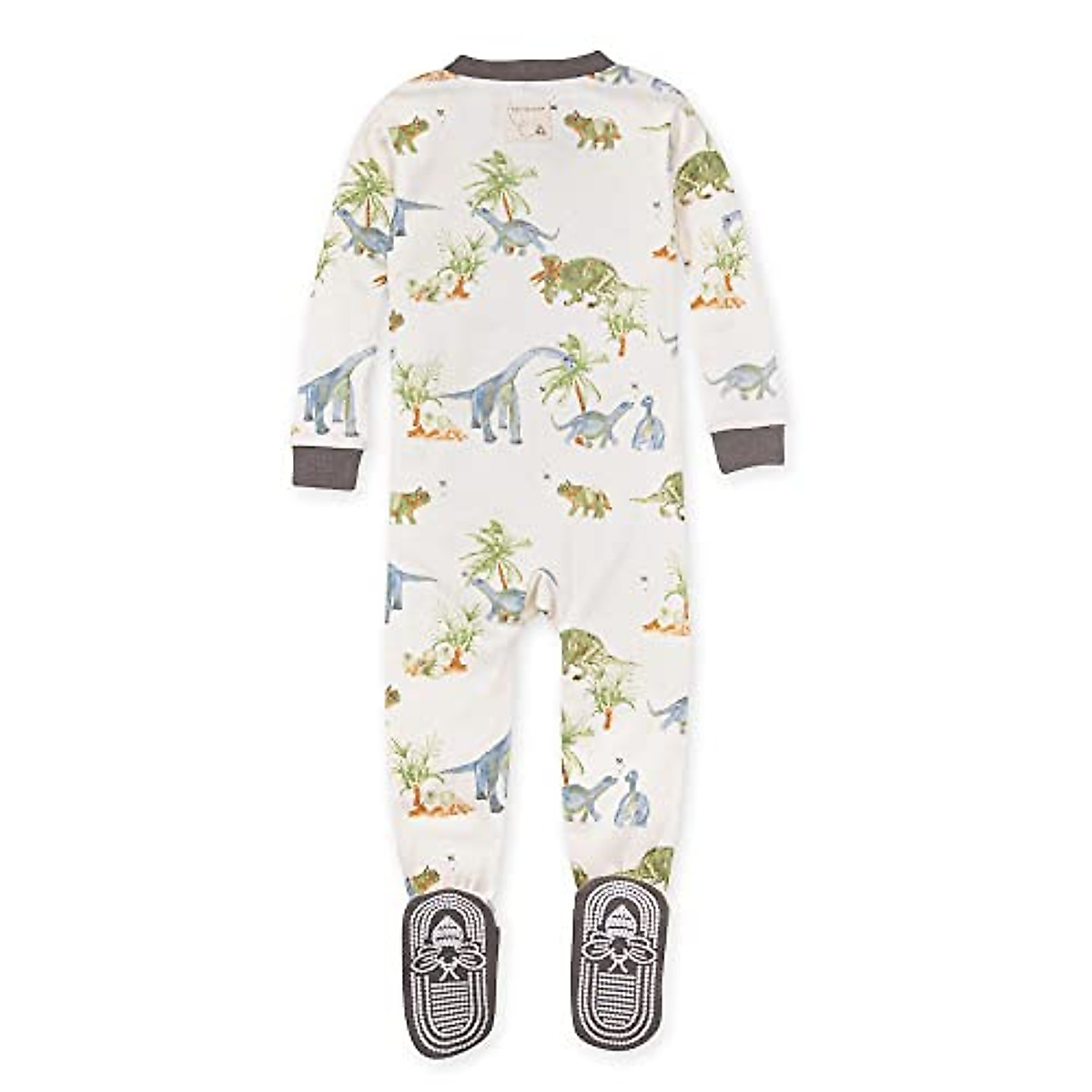 Burt's Bees Baby Boys' Unisex Pajamas, Zip-Front Non-Slip Footed Sleeper Pjs, Organic Cotton, Baby-Saurus, 18 Months