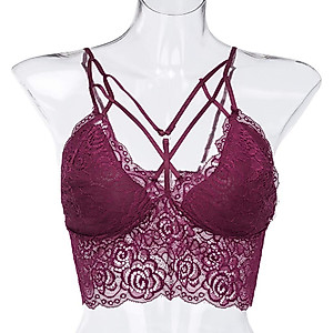 Women Bra,JFLYOU Sale Ladies Plus Size Vest Crop Wireless Bra Lingerie Sexy Lingerie Underwear Camisole(Wine,XX-Large)