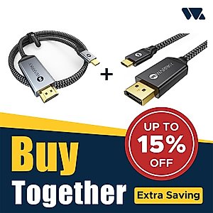 Warrky USB C to DisplayPort Cable (4K60Hz, 2K165Hz) + USB C to HDMI Cable (4K30Hz) Bundle