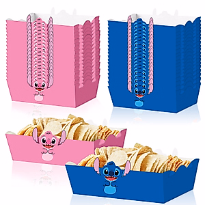 40 Pack Stitch Theme Birthday Party Supplies,Stitch Food Tray Stitch Party Favors Paper Food Serving Tray for Stitch Theme Birthday Party Decorations