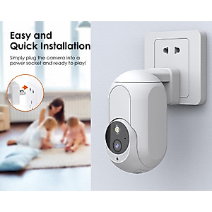 P Panoraxy AI 2K 3MP WiFi Security Indoor Camera, Wireless Plug in Camera, 24/7 Human&Sound Detection, 2.4G PTZ Pet Camera, Dual-Way Talk, Color Night Vision, Compatible with Alexa & Google Home