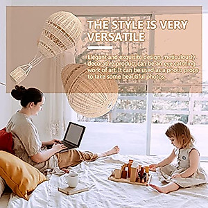 VALICLUD Rattan Hot Air Balloon Natural Photo Props Wicker Handwoven Wall Basket Decor for Childrens Rooms Preschool Education Photography Living Room Or Bedroom Unique Wall Art