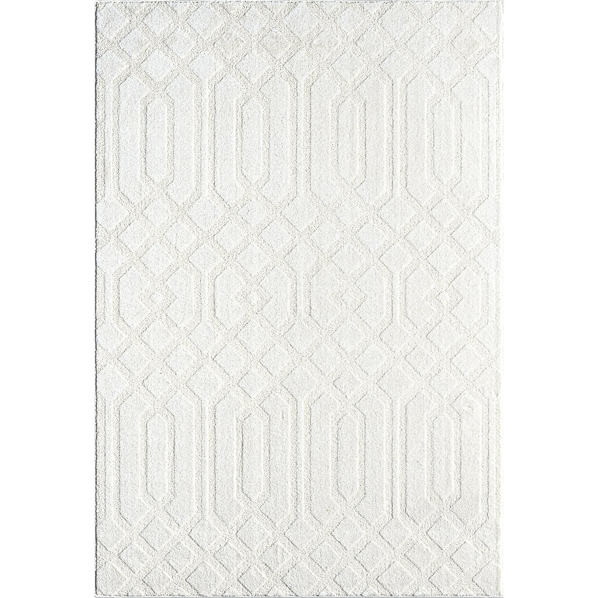 Abani Cozy Cream Area Rug for Living Room, Bedroom - Geometric Diamond Pattern - 8' x 10' - Durable & Easy to Clean
