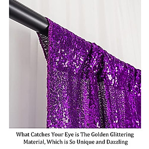 Pardecor Sequin Curtains Panels Sequin Backdrop Curtain Glitter Curtains Sparkle Photo Booth Backdrop Shimmer Backdrop for Parties Wedding Backdrop (2pc 2ftx7ft, Royal Purple)
