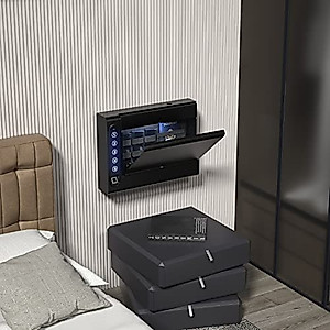 XDeer Wall Gun Safe, Biometric Gun Safes for Pistols, Quick-Access Handgun Safe with Fingerprint & Digital Key Pad, Pistol Safe for Home, Up to 1 Full-size pistol