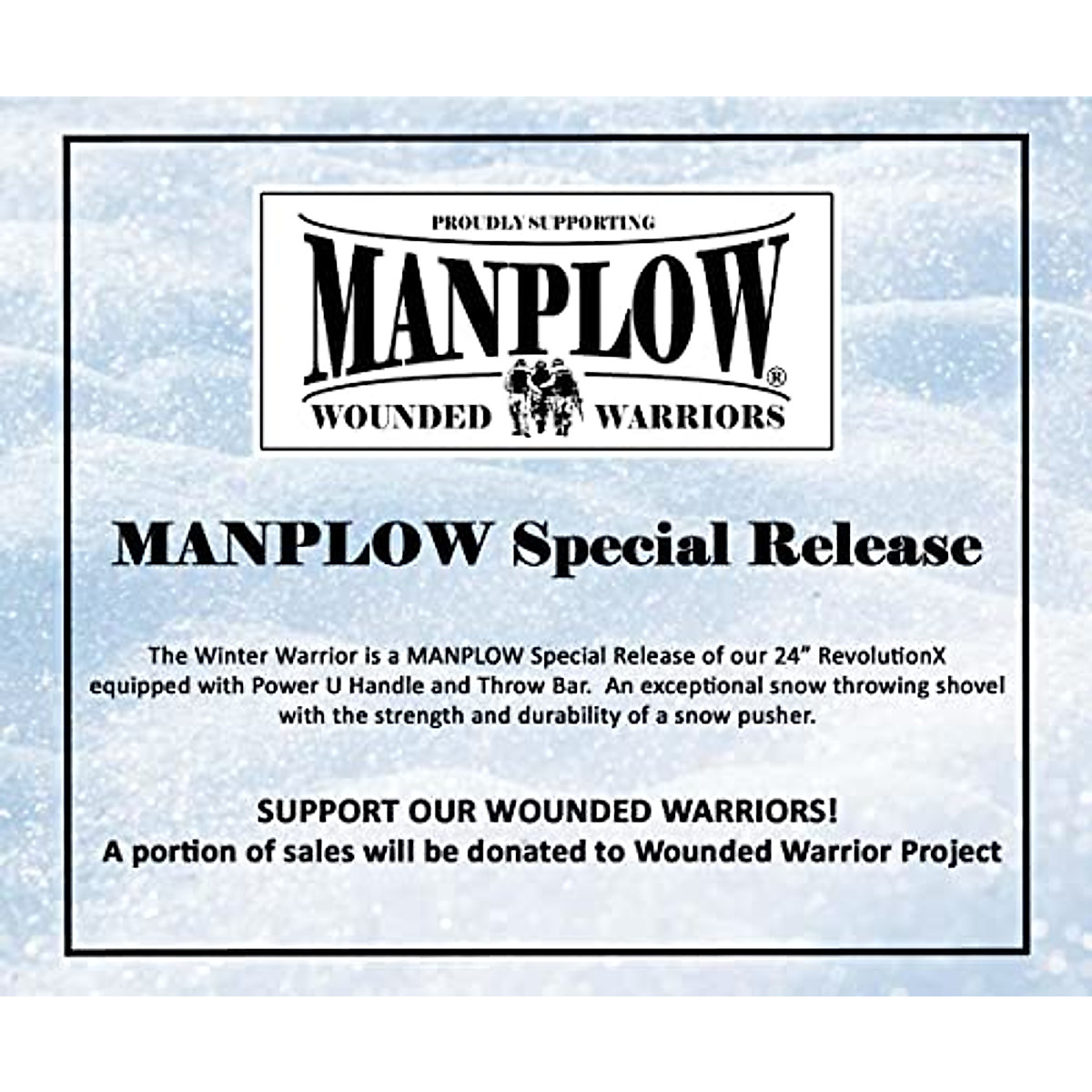 MANPLOW Special Release Winter Warrior 24” RevolutionX with Power U Handle and Throw Bar