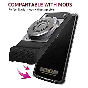 Casewe – Motorola Moto Z2 Force Flexible TPU Protective Bumper Case Cover/Compatible with Moto Mods - Black & Clear